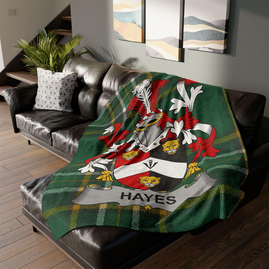Hayes Irish Surname Blanket, Coat of Arms Throw Blanket, Irish National ...
