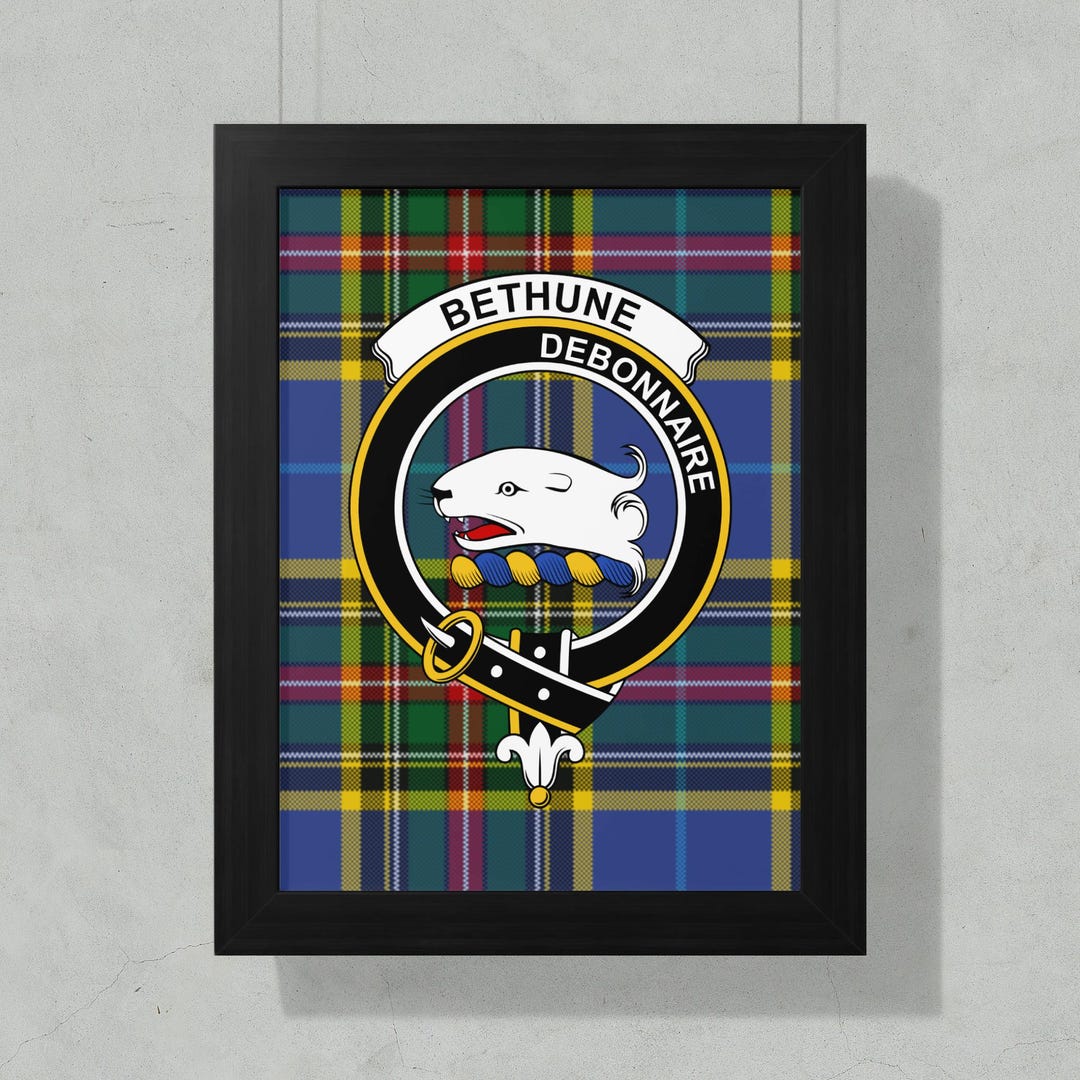 Bethune Clan Crest Framed Poster, Scottish Tartan Art, Family Heritage ...