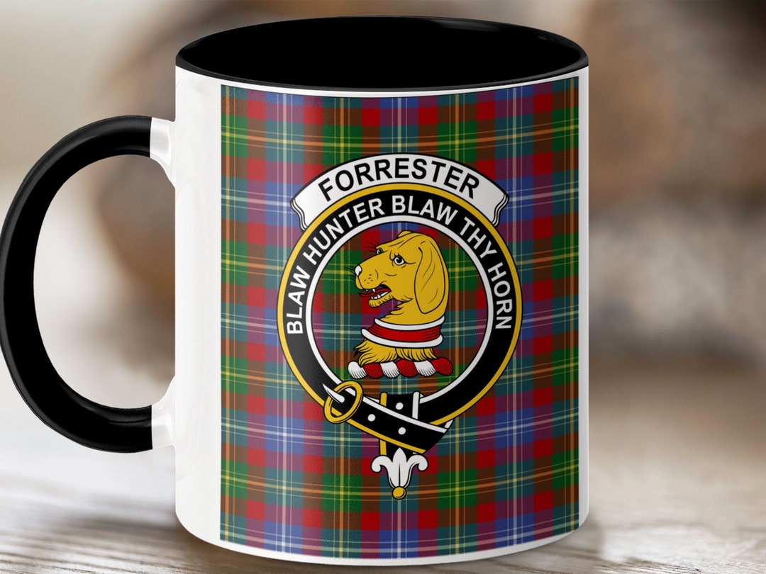 Family Crest Mug, Forrester Clan Tartan Mug, Scottish Heritage Coffee ...