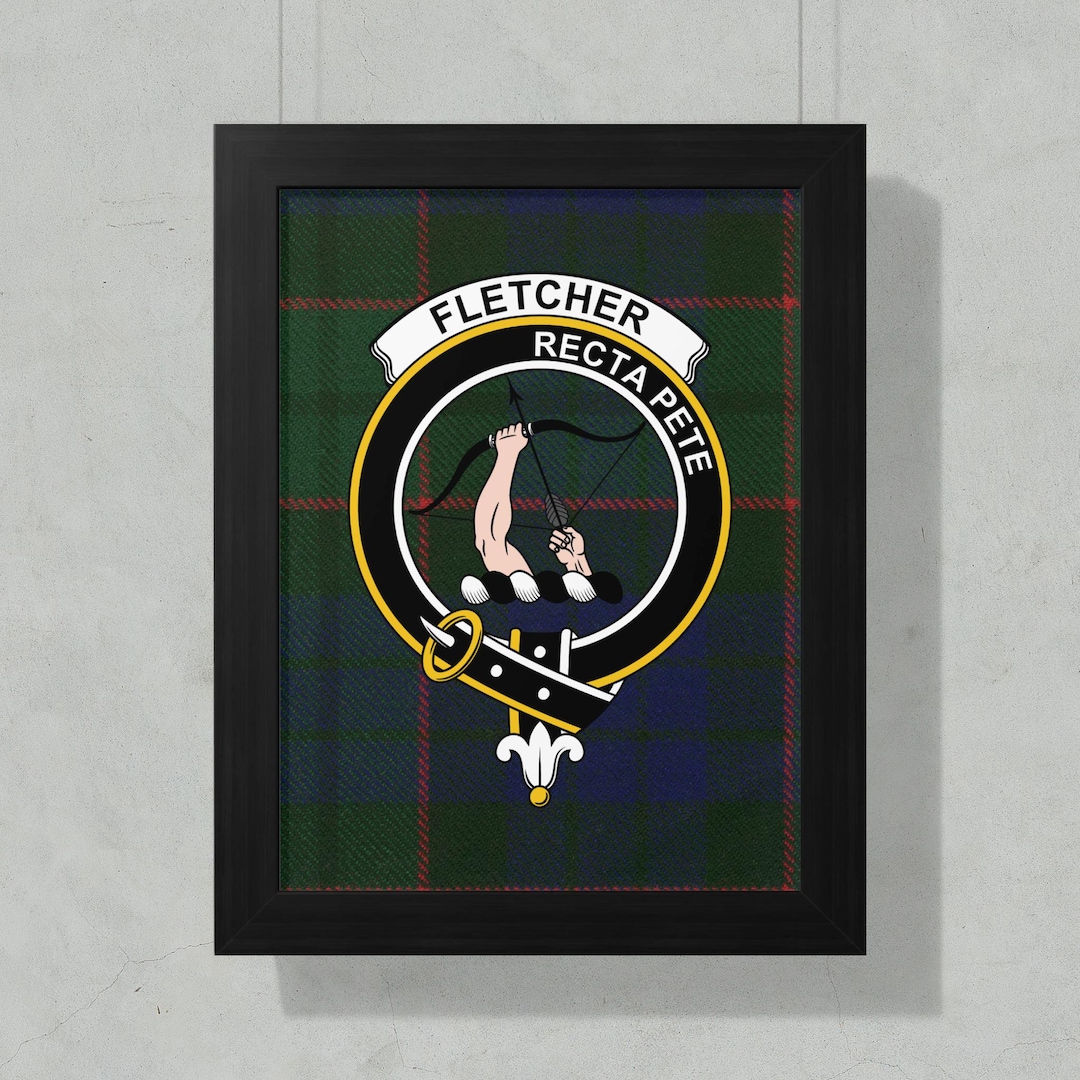 Fletcher Clan Crest Framed Poster, Scottish Tartan Art, Family Heritage ...