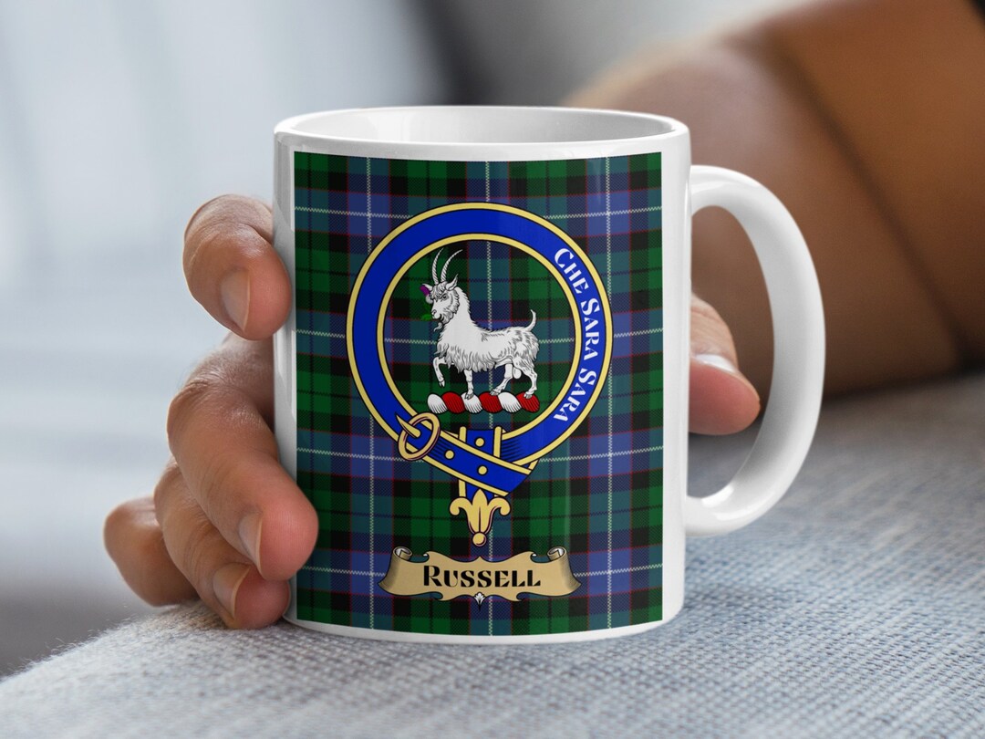 Clan Crest Russell Mug, Scottish Clan Mug, Personalized Family Name Mug ...