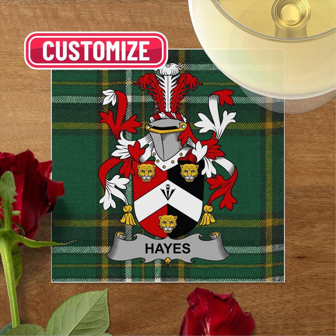 Personalized Irish Surname Coat of Arms Napkin, Irish National Tartan ...