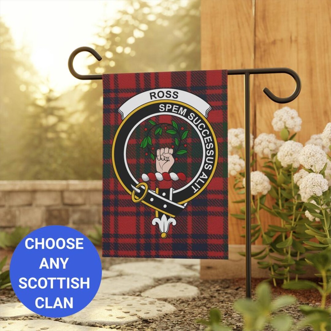 Ross Scottish Clan Garden Flag: Tartan Crest, Weatherproof Decor - Etsy