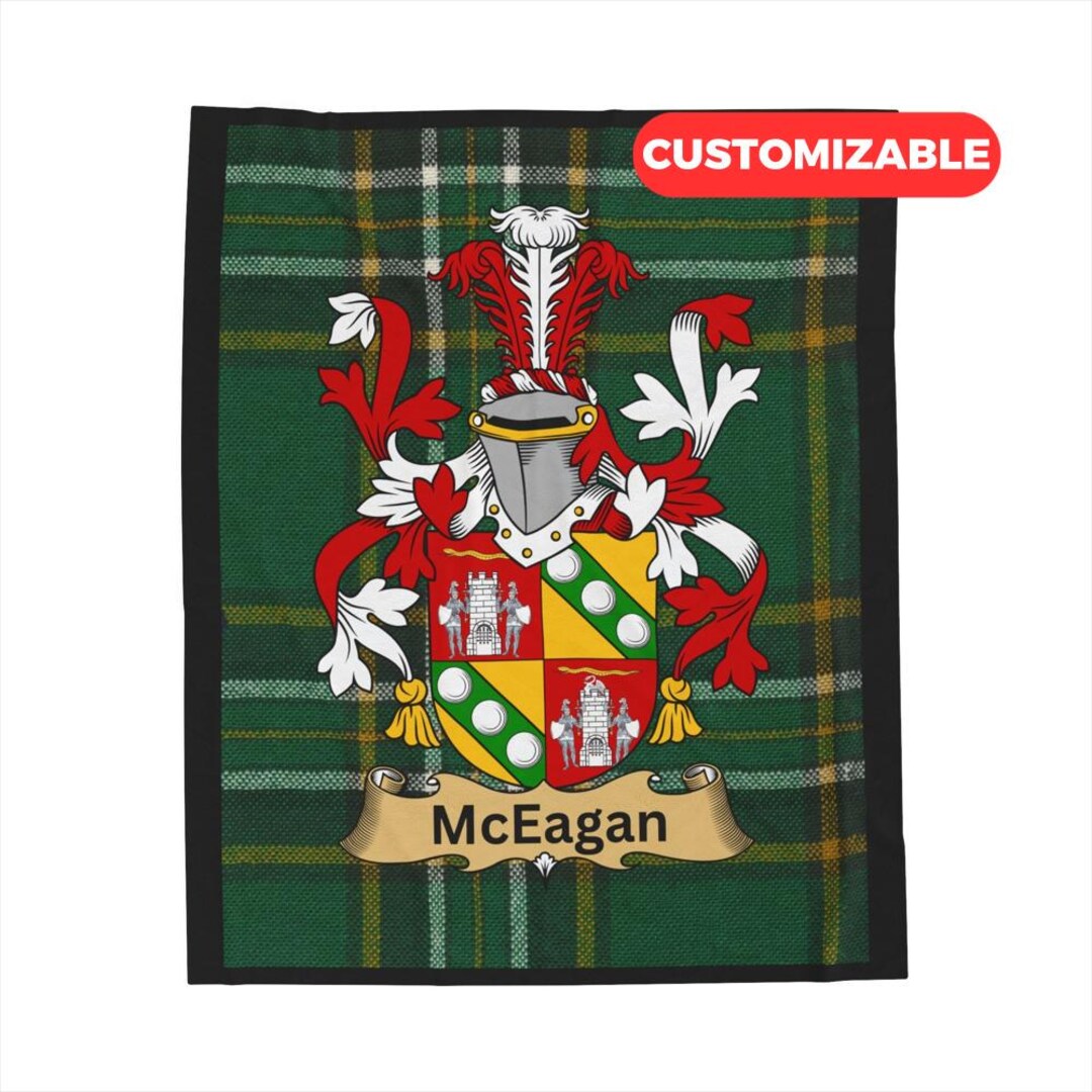 Mceagan Irish Coat of Arms Blanket, Heritage Family Tartan Throw ...