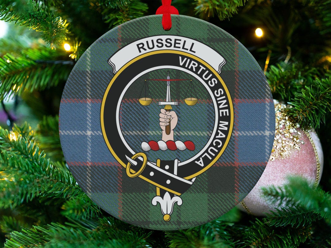 Russell Scottish Clan Christmas Ornament, Double Sided Print, Clan ...