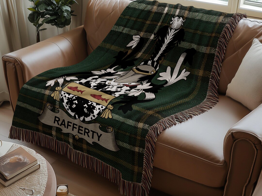 Rafferty Irish Surname Coat of Arms Blanket, Irish National Tartan ...