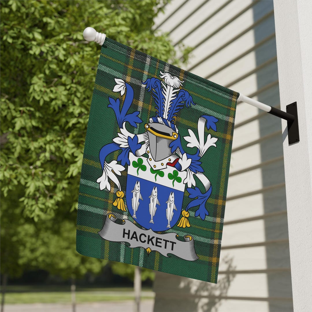 Hackett Irish Coat of Arms Garden Flag, Surname Tartan Flag, Family ...