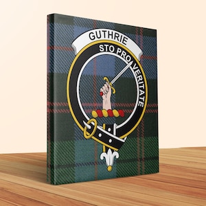 Guthrie Clan Crest Tartan Canvas Wrap: Scottish Heritage Wall Art - Etsy