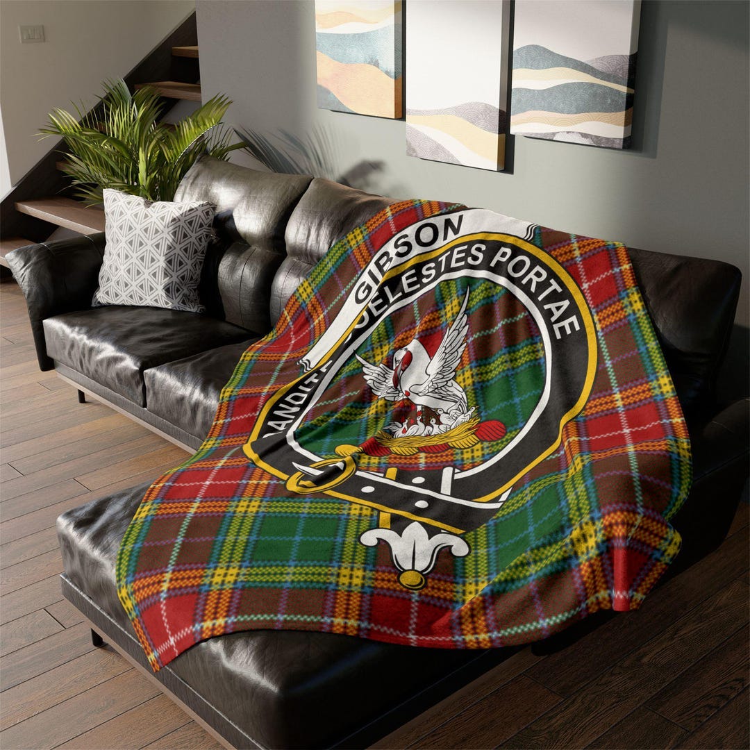 Gibson Clan Crest Tartan Blanket, Scottish Family Gift, Cozy Soft Minky ...