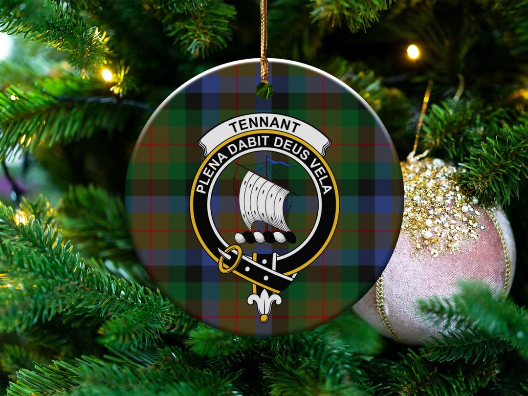 Tennant Clan Scottish Coat of Arms Ceramic Ornament, Plena Dabit Deus ...