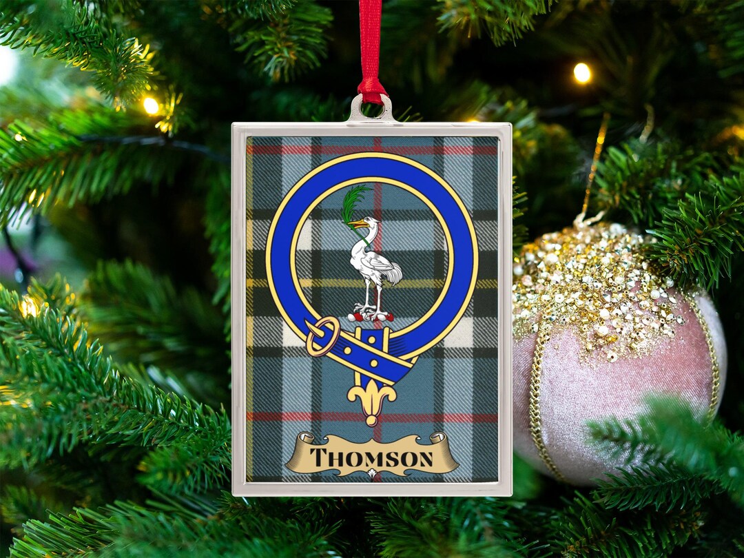 Thomson Clan Crest Ornament: Scottish Heritage, Tartan Background ...
