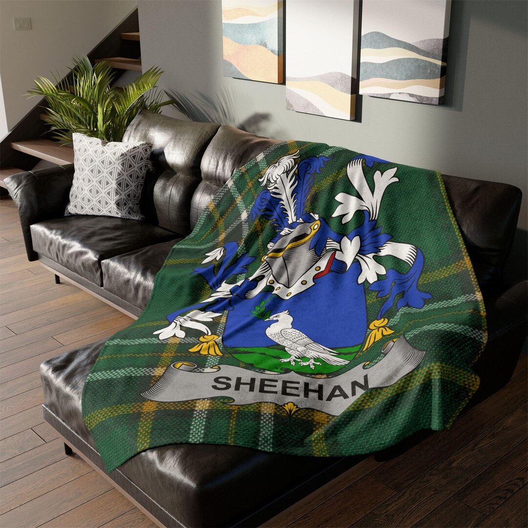 Sheehan Surname Irish Coat of Arms Blanket, Irish National Tartan ...
