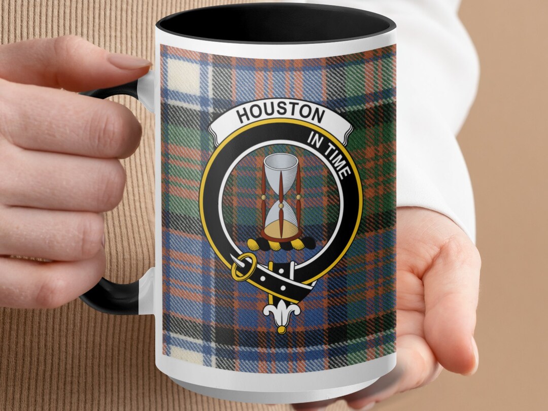 Houston Tartan Clan Mug, Scottish Family Crest Coffee Cup, Personalized ...