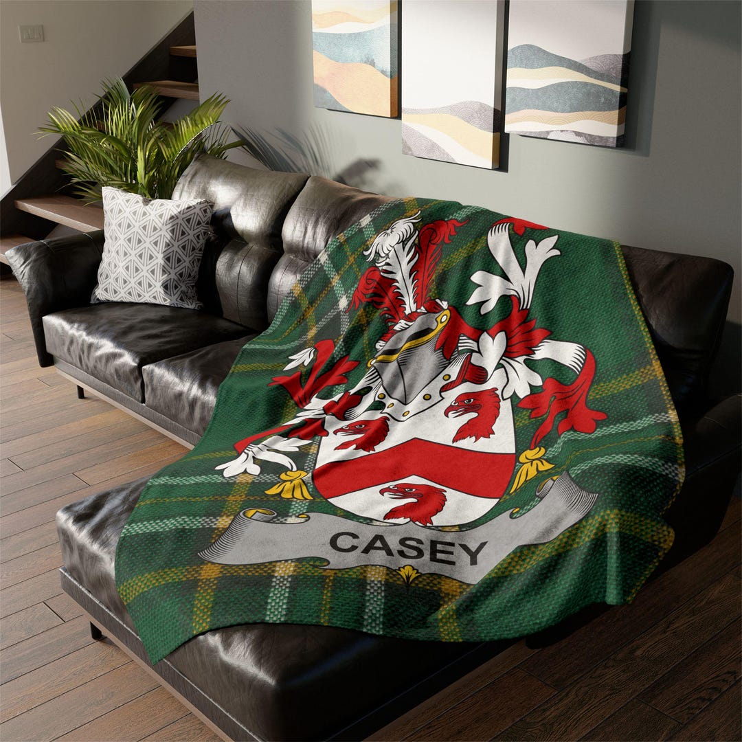 Casey Surname Blanket, Irish Coat of Arms Throw, Custom Family Crest ...