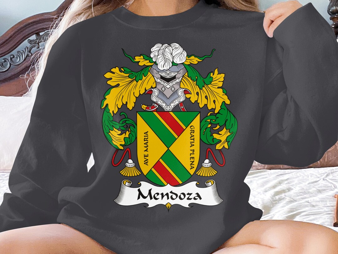 Mendoza Family Crest Hispanic Heritage T-shirt, Bold Colorful ...