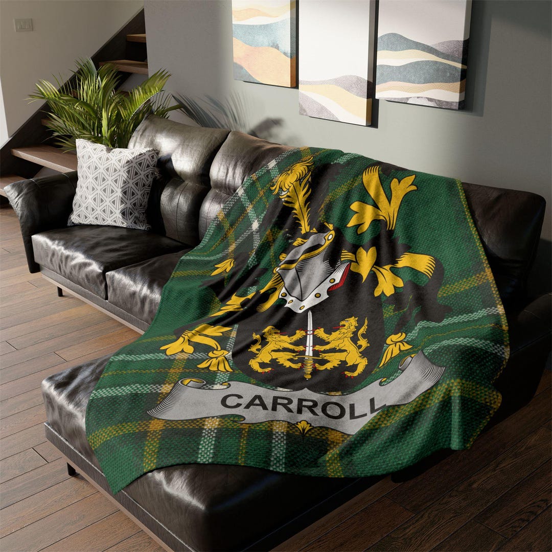 Carroll Irish Surname Coat of Arms Tartan Blanket, Cozy Family Heirloom ...