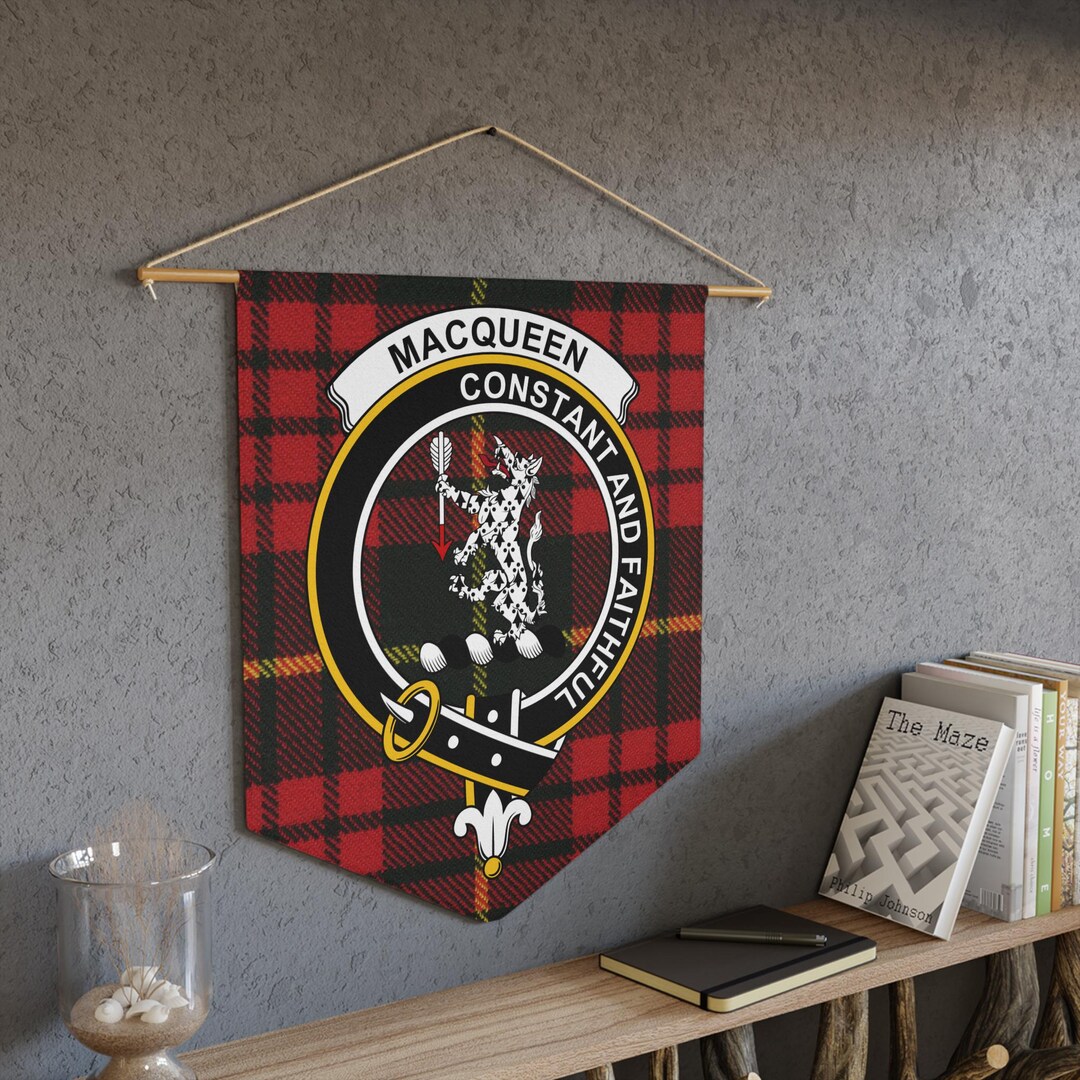 Macqueen Clan Crest Tartan Pennant: Scottish Heritage Decor - Etsy