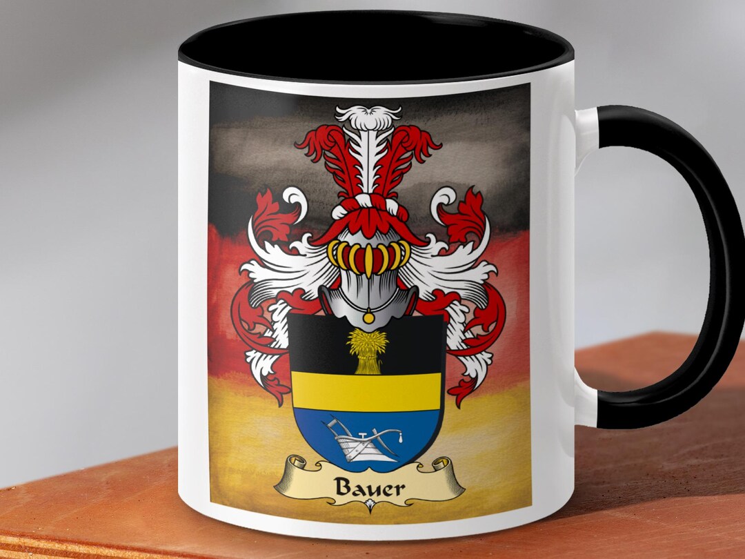 Bauer Surname Mug, German Coat of Arms, Personalized Mug, Watercolor ...