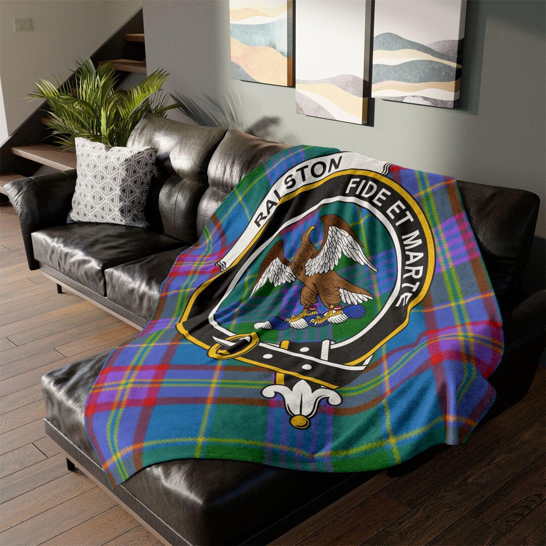 Ralston Clan Crest Tartan Soft Minky Blanket, Scottish Clan Blanket ...