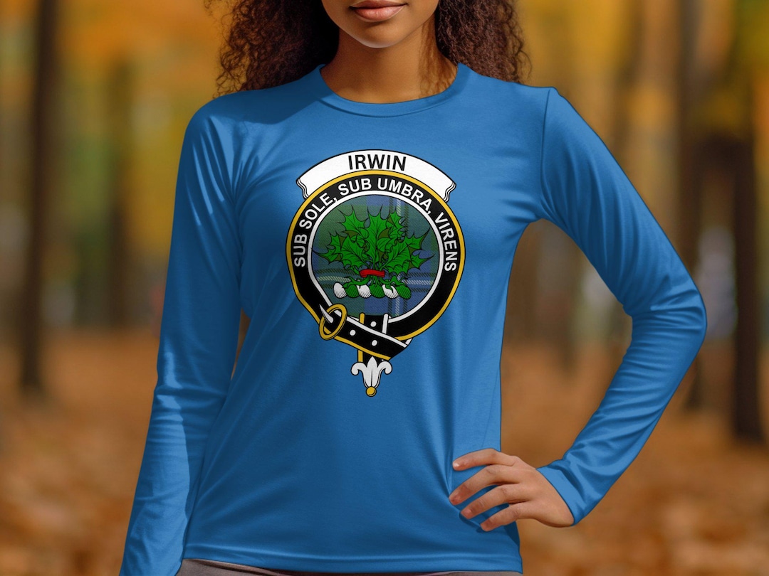 Family Crest T-shirt, Irwin Clan Badge, Scottish Heritage Apparel, Gift ...