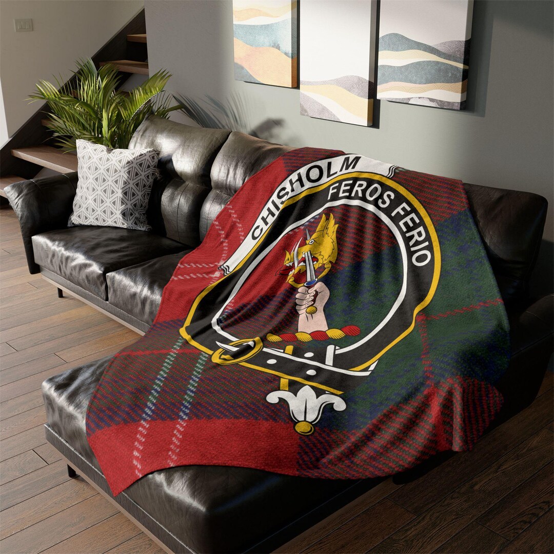 Chisholm Clan Crest Tartan Blanket: Scottish Heritage Minky Throw - Etsy