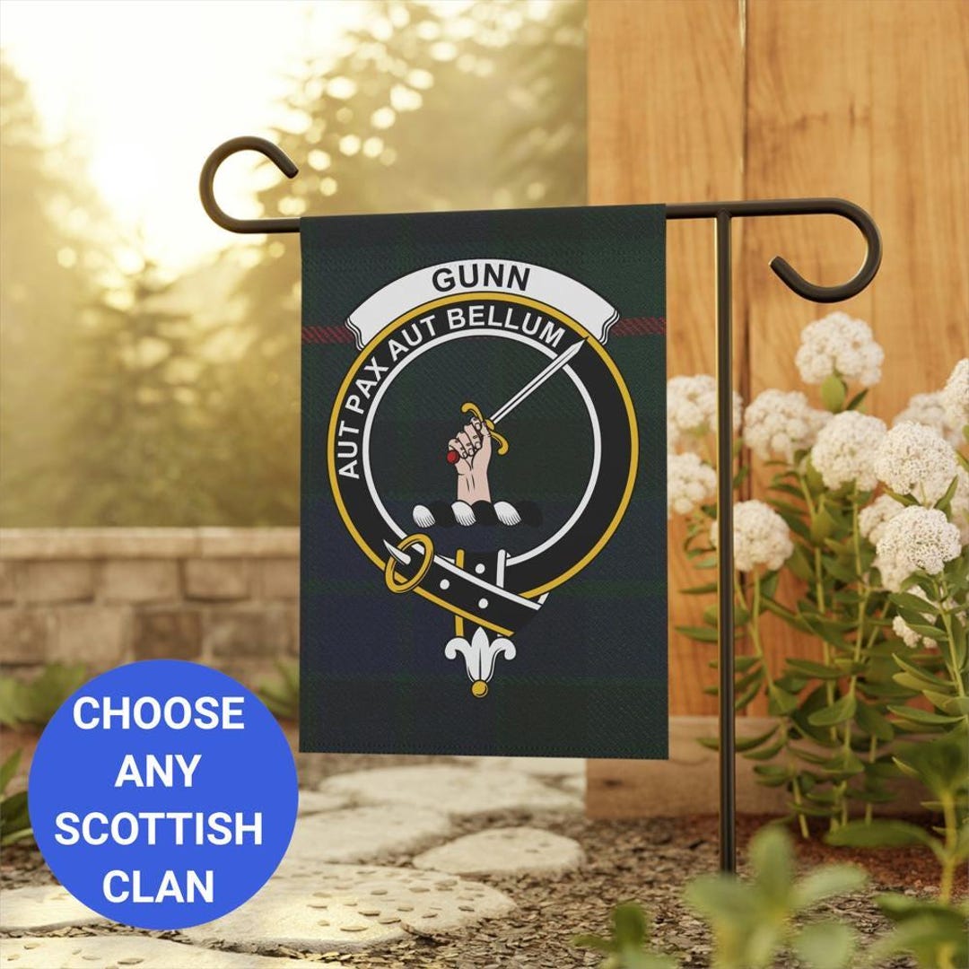 Gunn Clan Crest Garden Flag: Scottish Tartan Outdoor Decor - Etsy