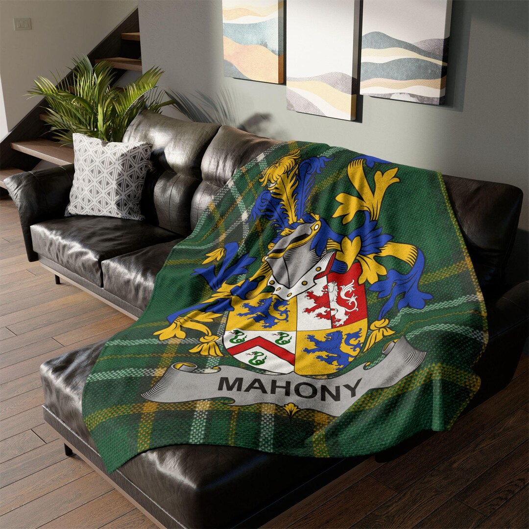 Mahony Coat of Arms Blanket, Irish Family Heritage Throw, Ancestral ...