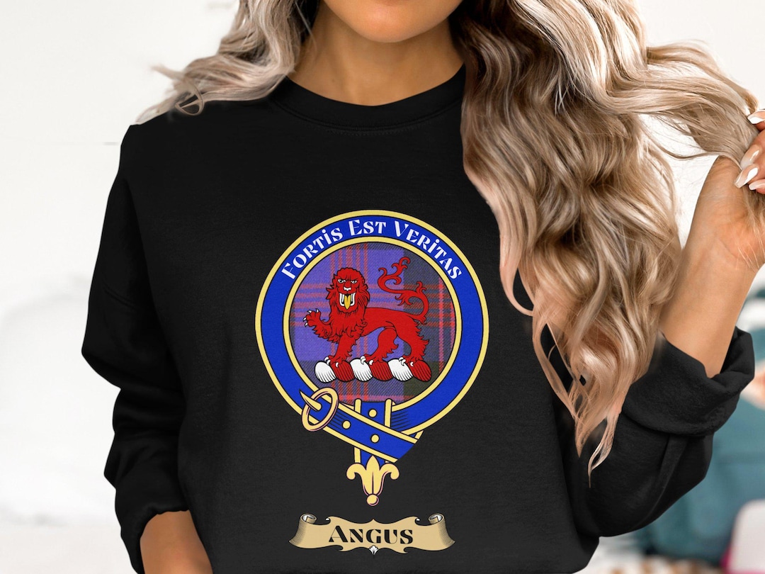 Scottish Clan Name Angus Lion Crest Emblem T-shirt, Scottish Pride ...