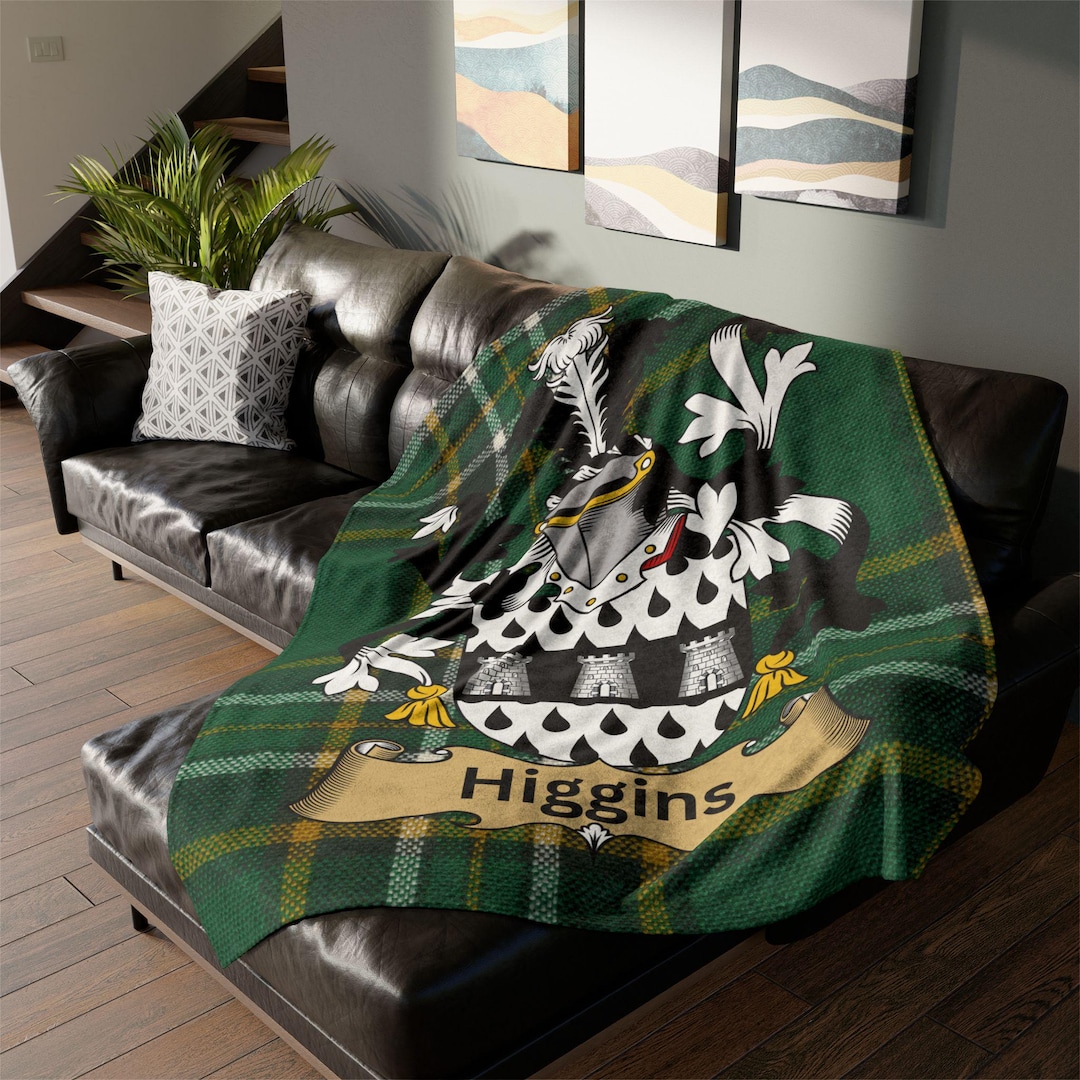 Higgins Coat of Arms Blanket, Irish National Tartan Blanket, Heritage ...