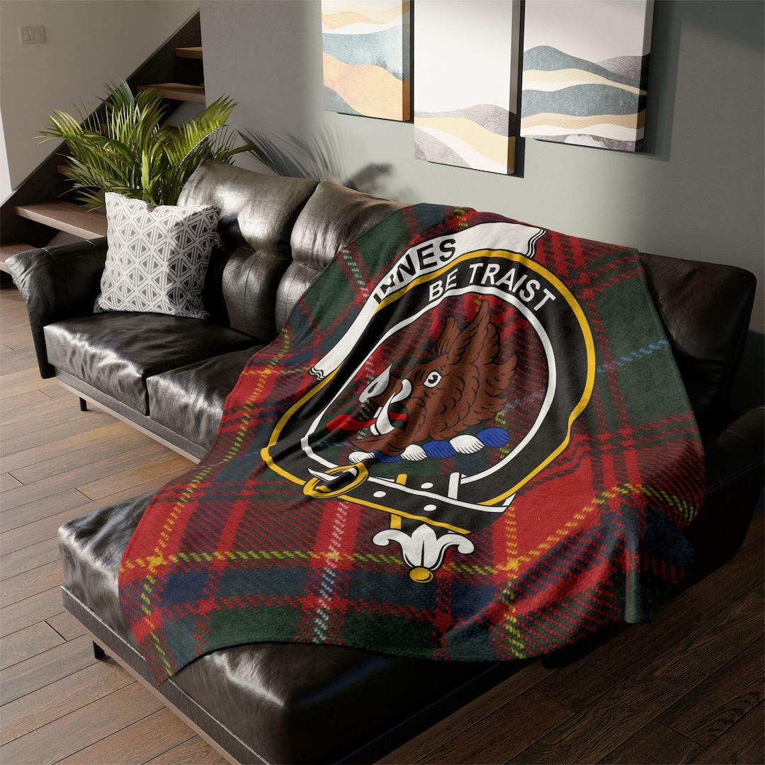 Innes Scottish Clan Crest Tartan Blanket Soft Cozy Plaid Throw Minky ...