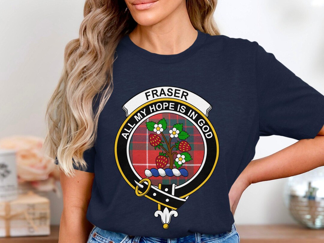 Fraser Scottish Clan Crest and Tartan T-shirt, Clan Fraser Emblem Tee ...