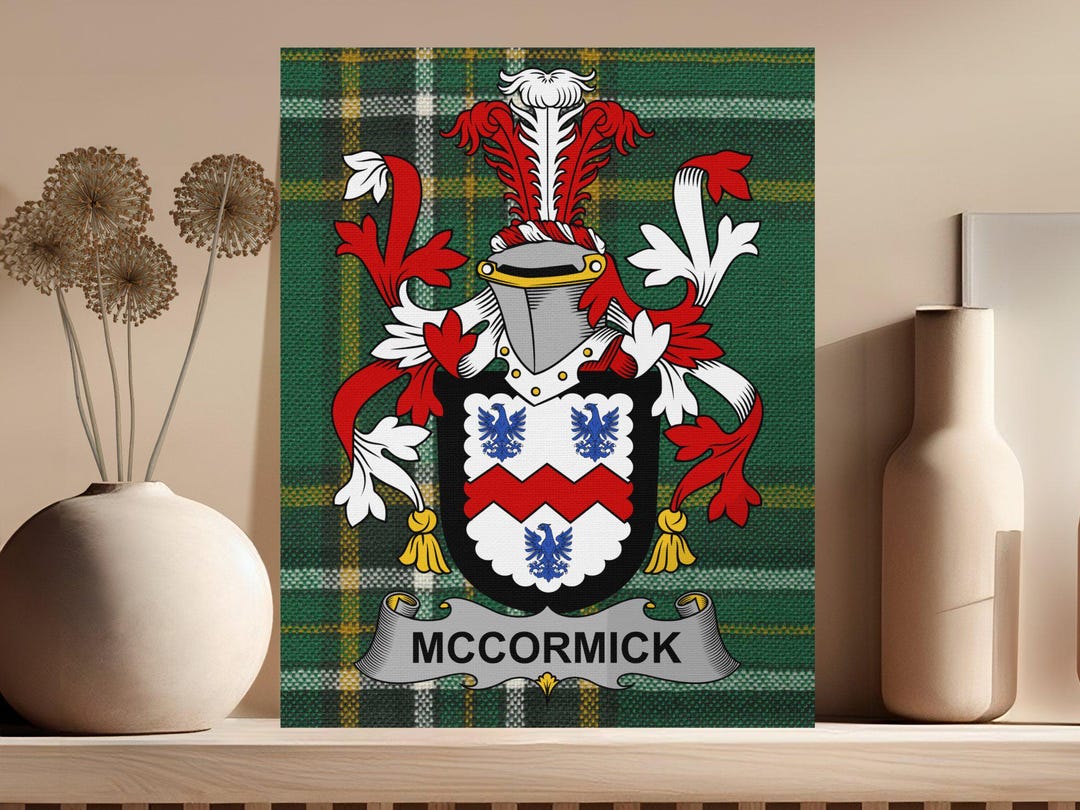 Mccormick Coat of Arms Canvas Wrap, Irish Heritage Wall Art, Mccormick ...
