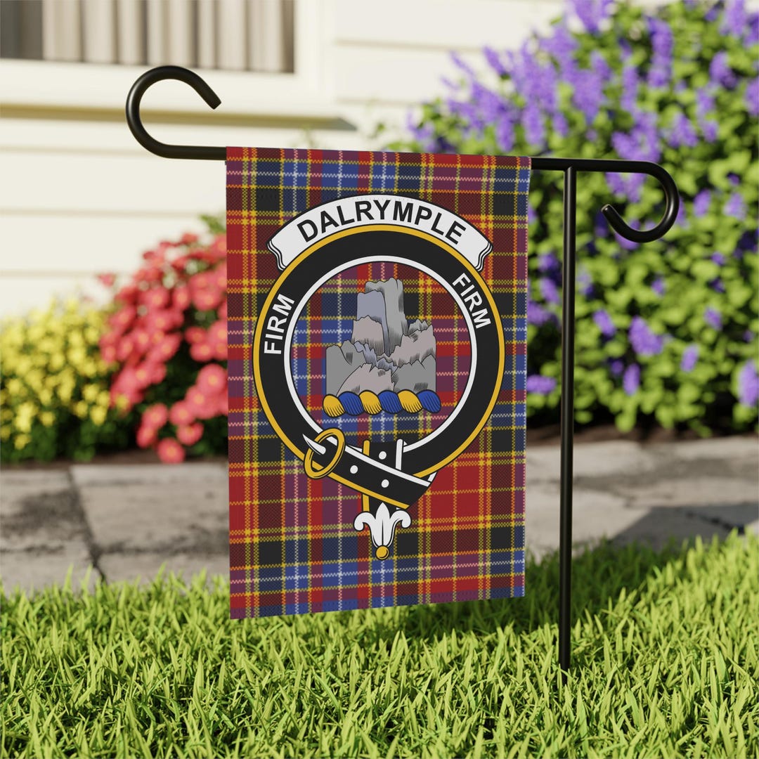 Dalrymple Scottish Clan Crest Garden Flag, Tartan Background Banner ...