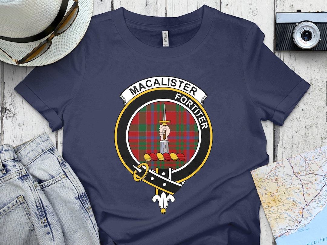 Macalister Clan Crest Tartan Background T-shirt, Sweatshirt, Hoodie ...