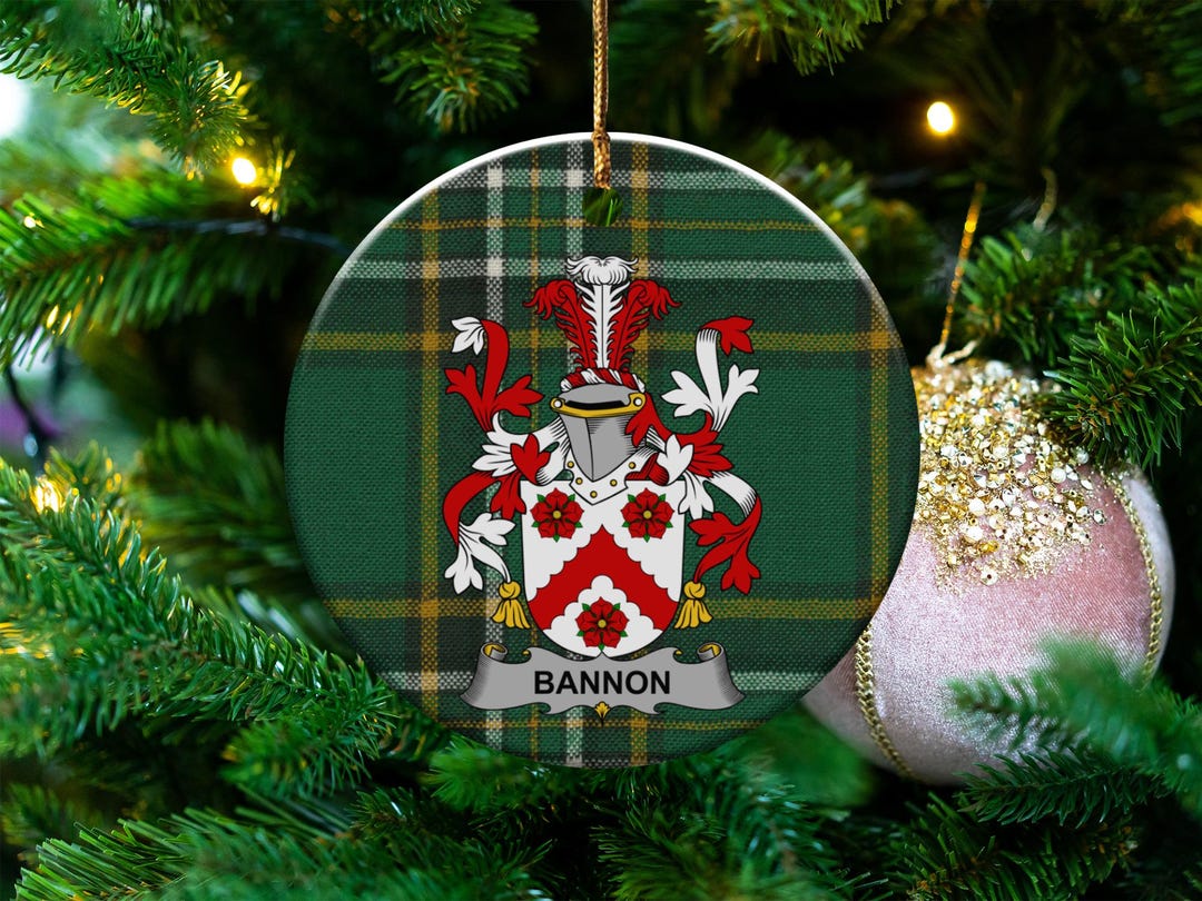 Bannon Irish Surname Coat of Arms Ceramic Ornament, Tartan Ornament ...