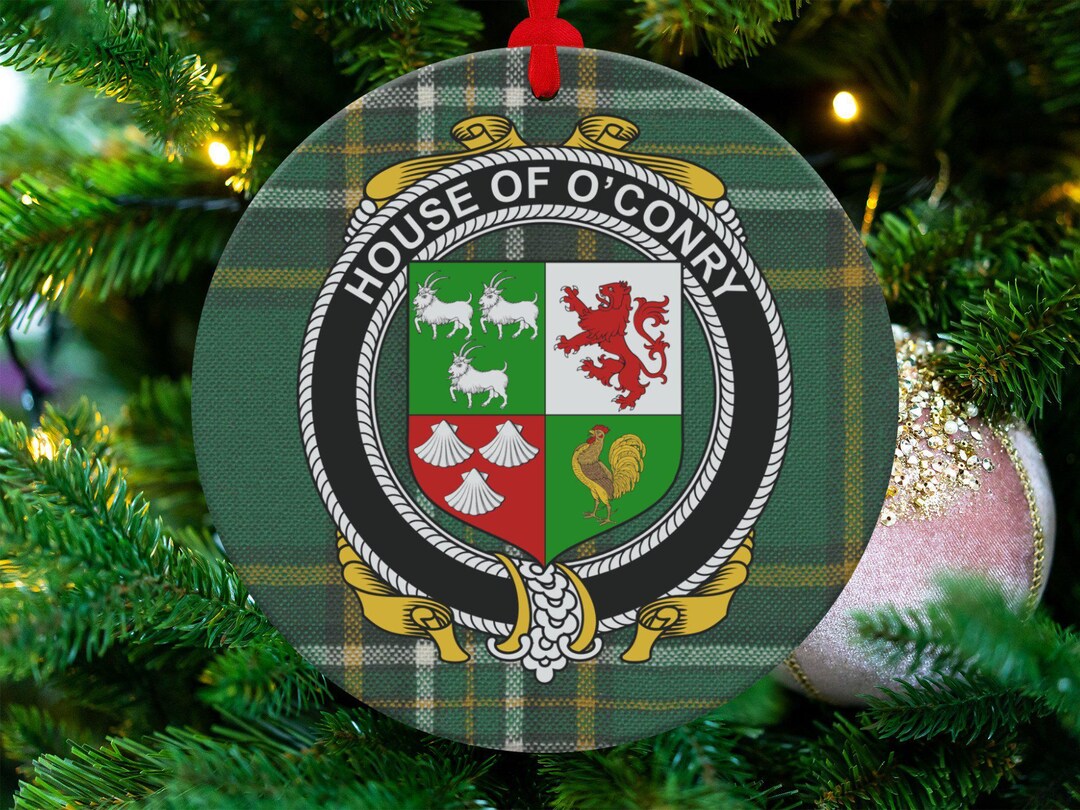 O'conry Irish Surname Crest Coat of Arms Christmas Ornament Irish ...