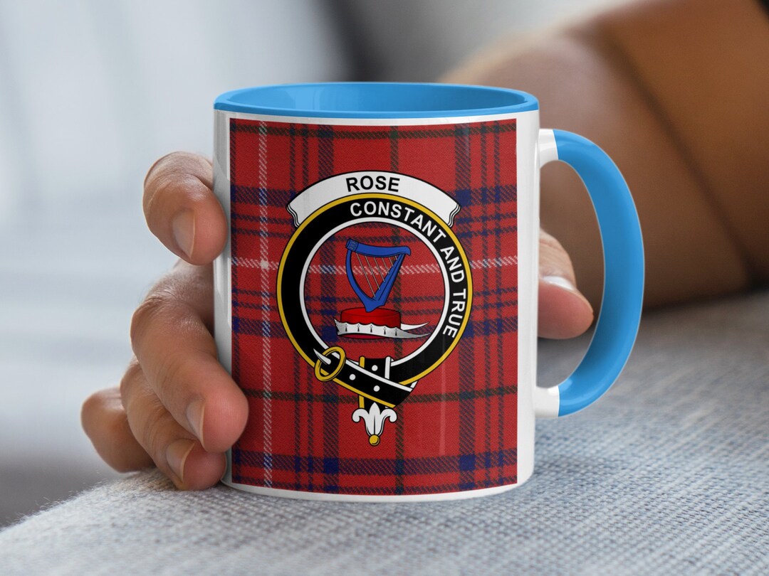 Scottish Clan Rose Mug, Constant and True Motto, Red Tartan Background ...