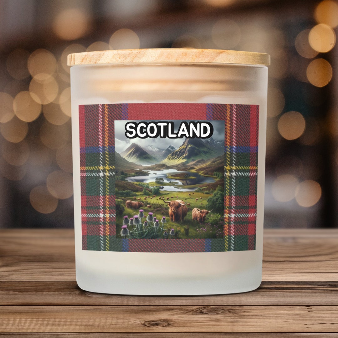 Scottish Highlands Landscape Design Candle, Frosted Glass Candle ...
