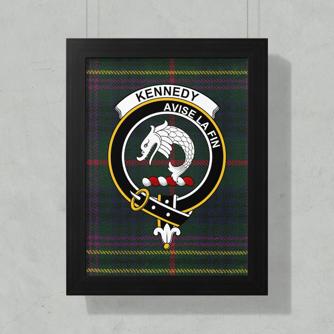 Kennedy Clan Crest Framed Poster, Scottish Tartan Art Print, Family ...