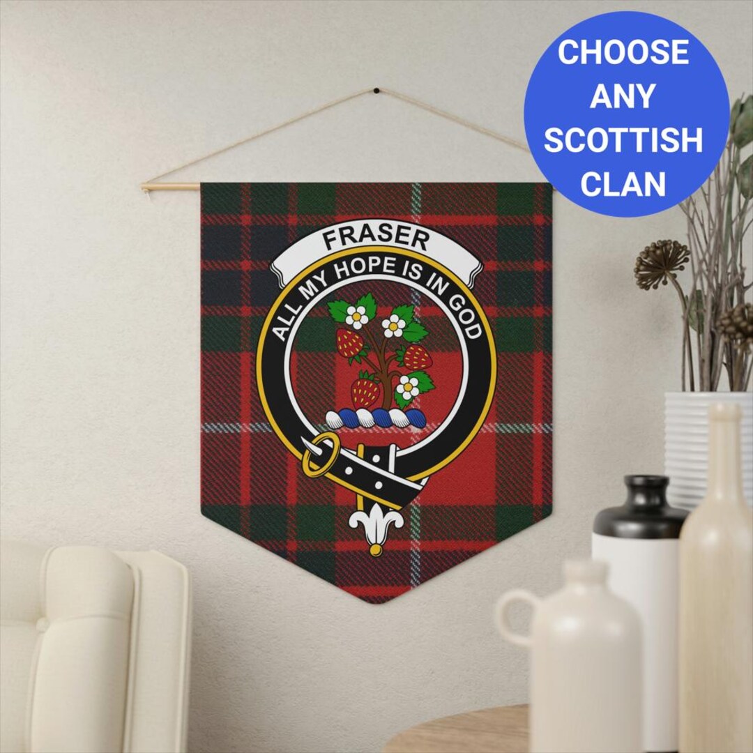Clan Fraser Scottish Tartan Crest Wall Pennant - Etsy