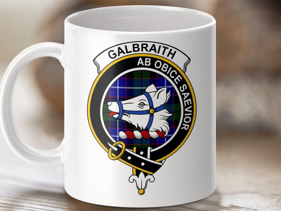 Galbraith Scottish Clan Crest Tartan Mug, Ceramic Coffee Cup, Clan ...