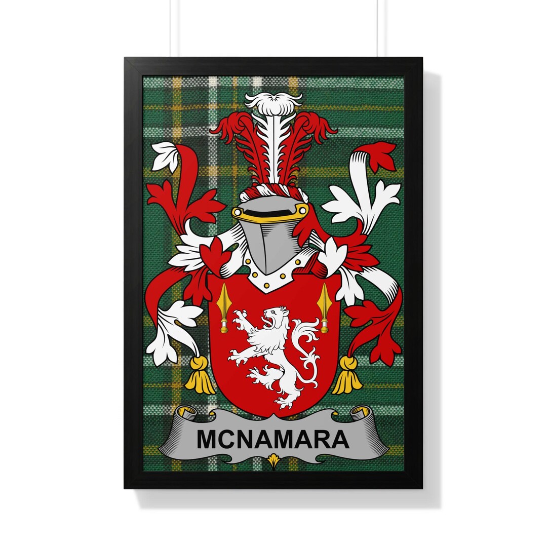 Mcnamara Irish Coat of Arms Framed Poster, Ireland Family Heritage ...