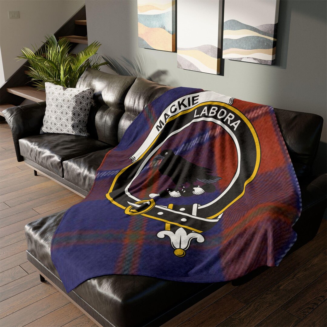 Mackie Clan Crest Tartan Soft Polyester Minky Blanket, Scottish ...