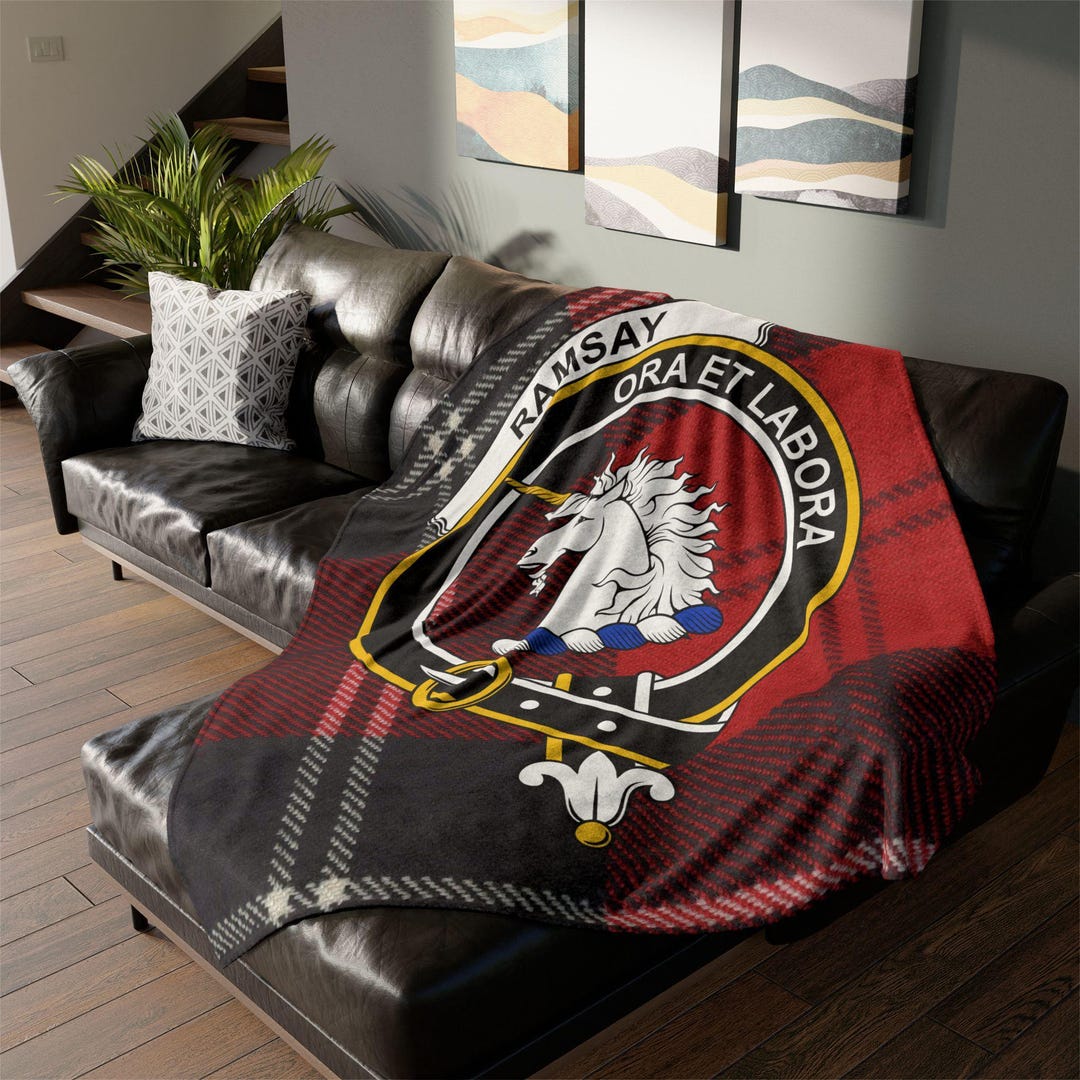 Ramsay Scottish Clan Crest Tartan Soft Minky Blanket, Clan Ramsay ...
