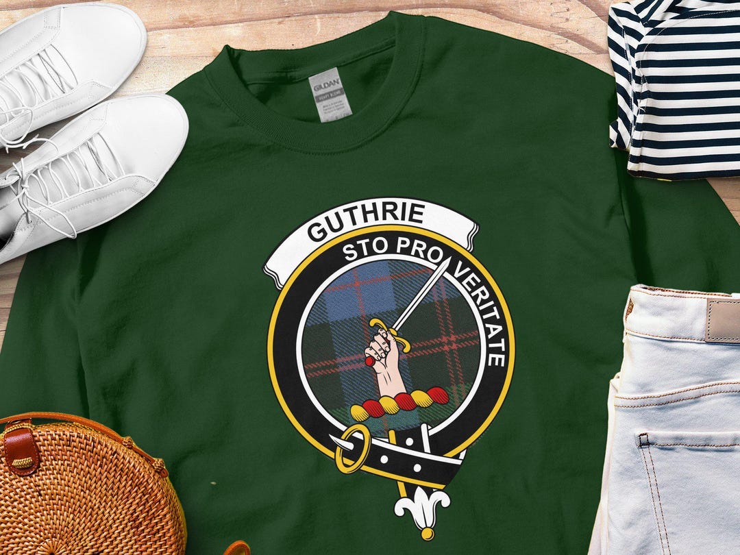 Guthrie Clan Crest Tartan Background Shirt, Scottish Heritage Apparel ...