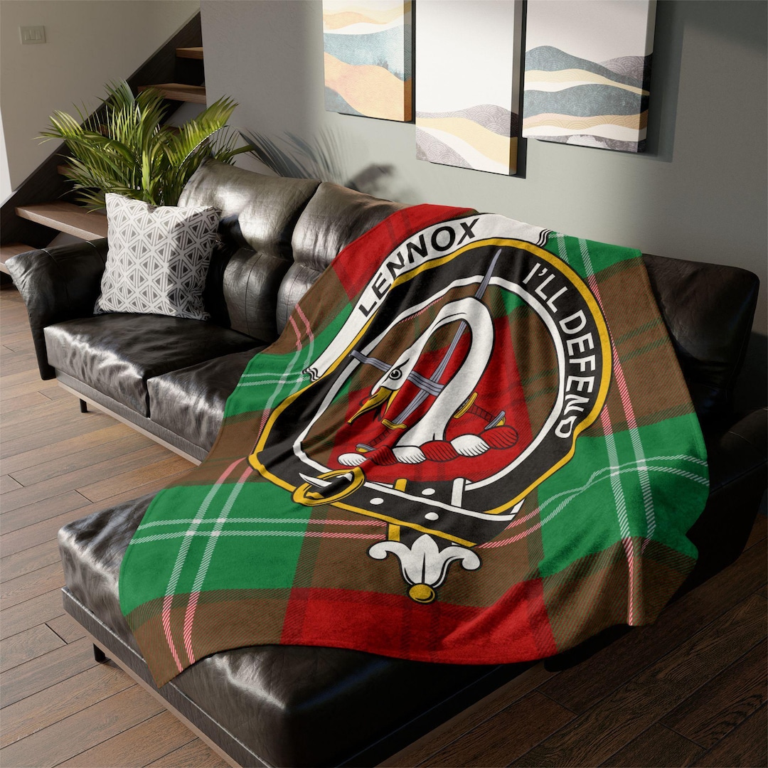 Lennox Scottish Clan Crest Tartan Soft Polyester Minky Blanket, Family ...