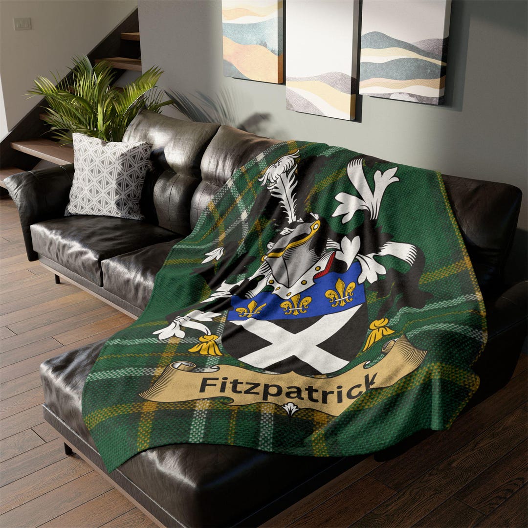 Fitzpatrick Surname Coat of Arms Blanket, Irish Family Crest Blanket ...
