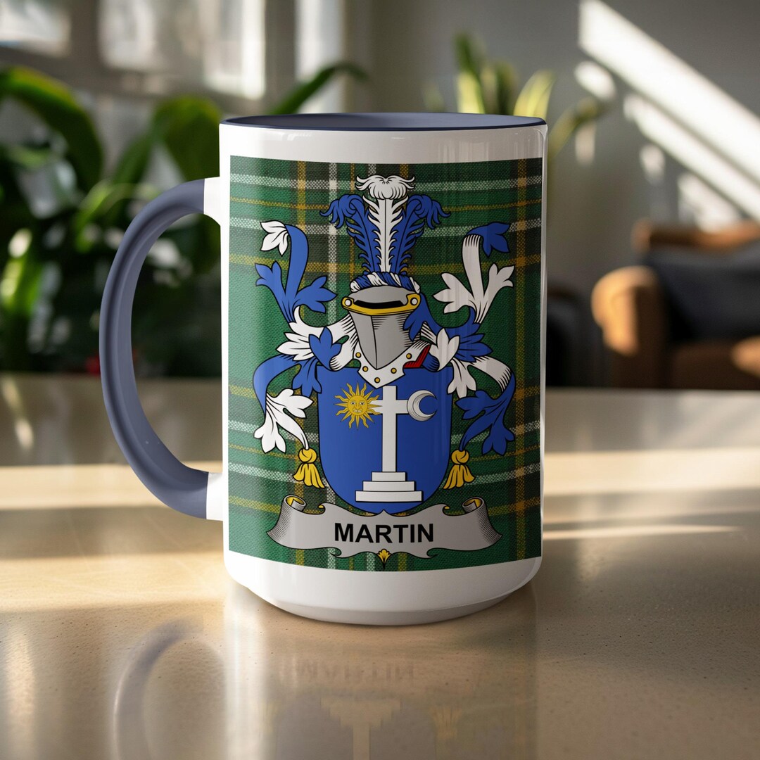 Martin Irish Coat of Arms Mug, Surname Gift, Family Pride Mug, Irish ...