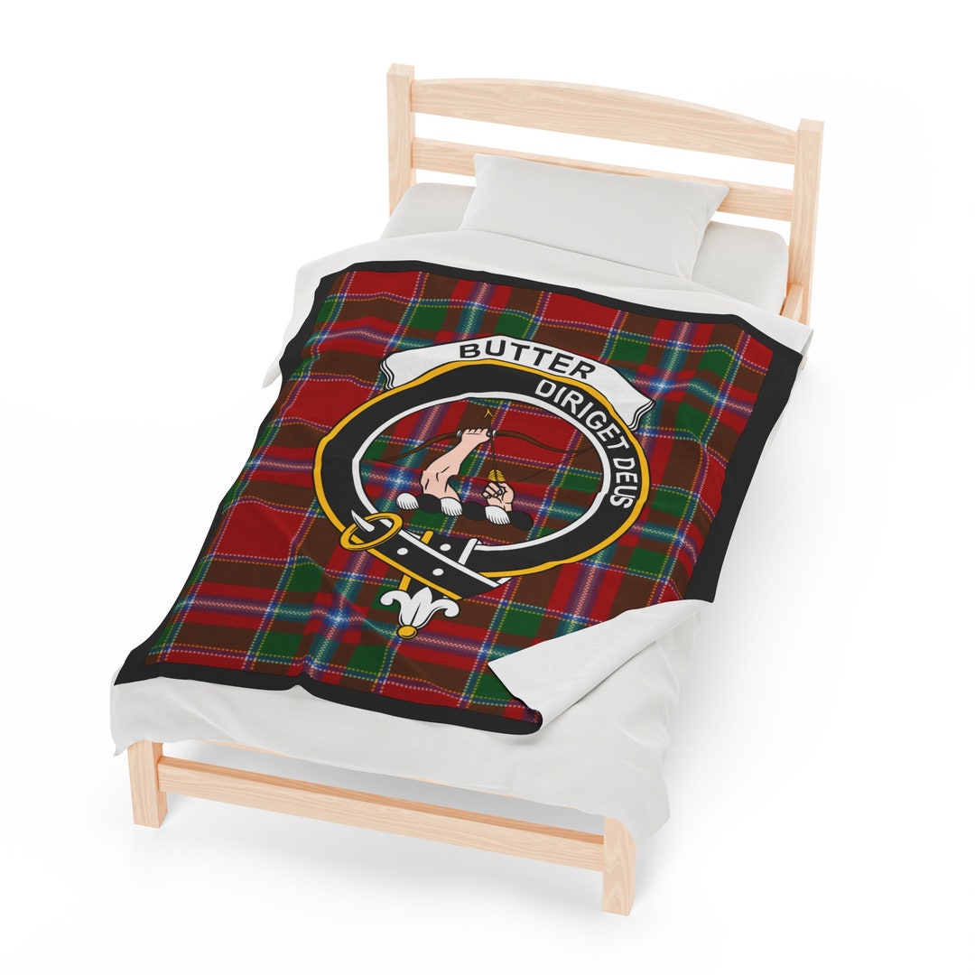 Butter Clan Scottish Tartan Blanket, Butter Crest Scotland Throw ...