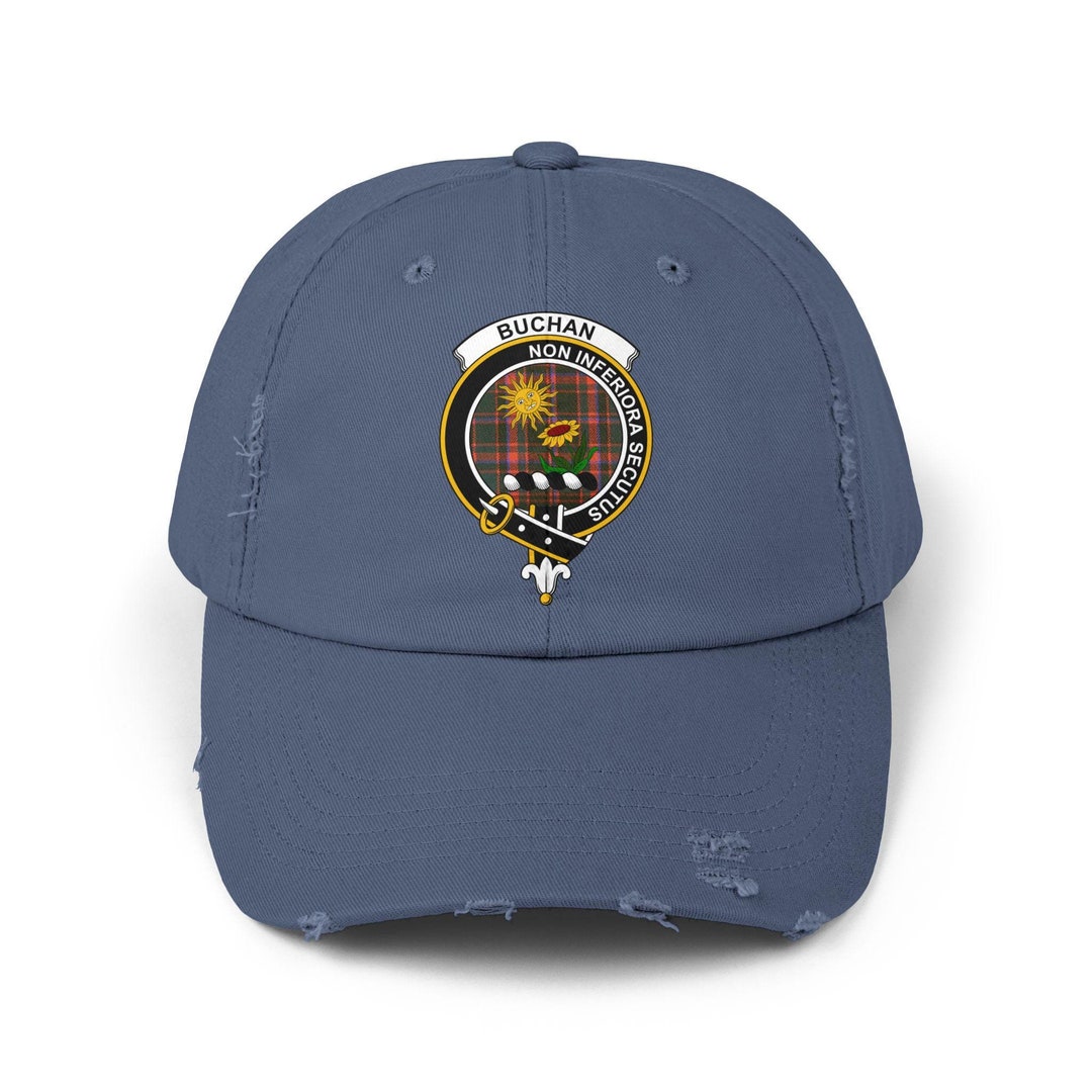 Buchan Crest Tartan Background Scottish Clan Distressed Cap, Custom ...